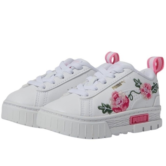 Puma | Shoes | Puma Mayze Flower Embroidered Platform Sneakers Size 2c ...